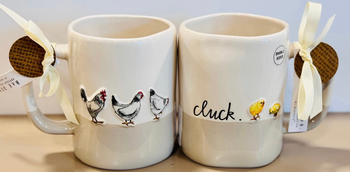 New Rae Dunn farmline ceramic coffee mug CLUCK – You're Never Quite Dunn